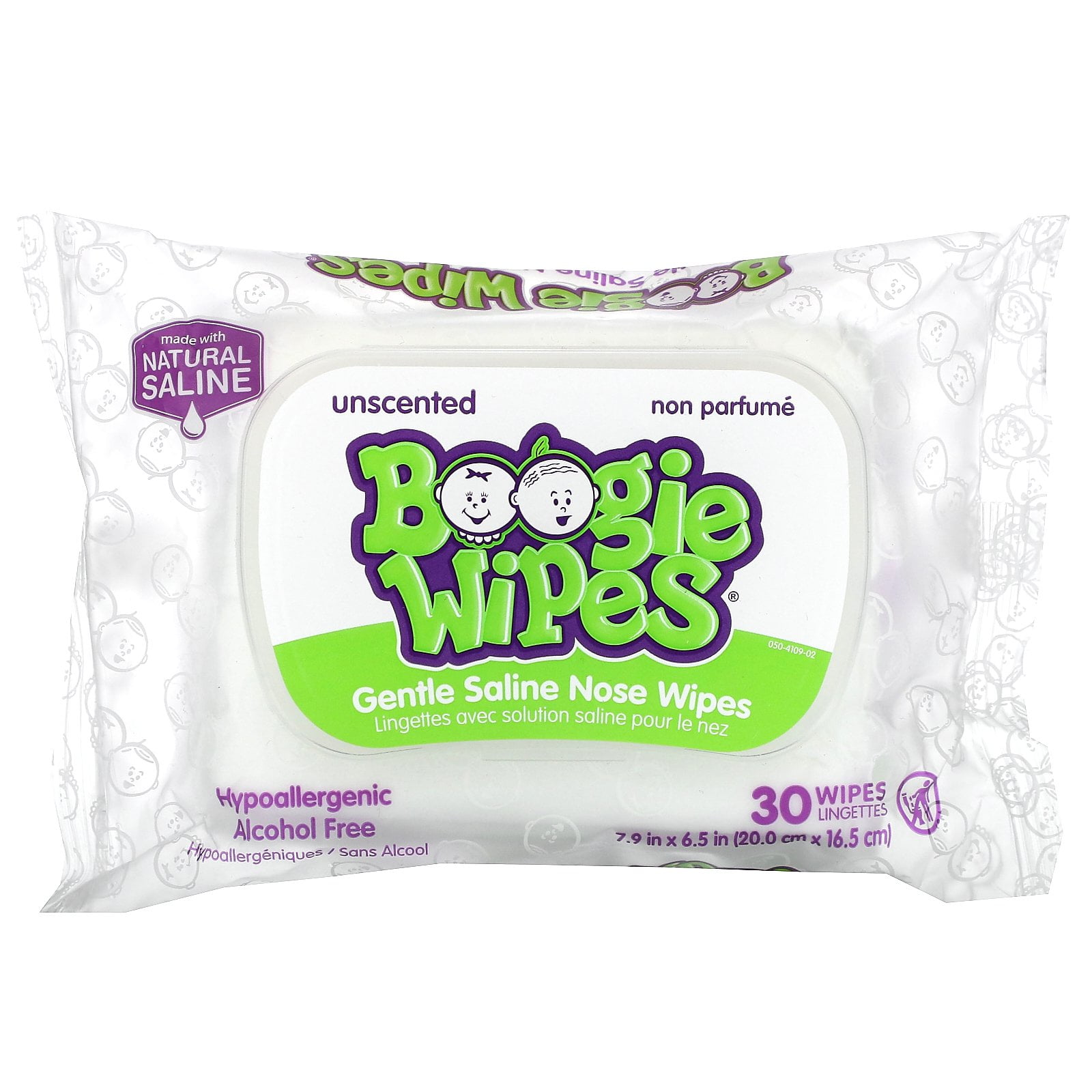 Boogie Unscented Gentle Saline Nose Wipes 30 ea - Walmart Business Supplies