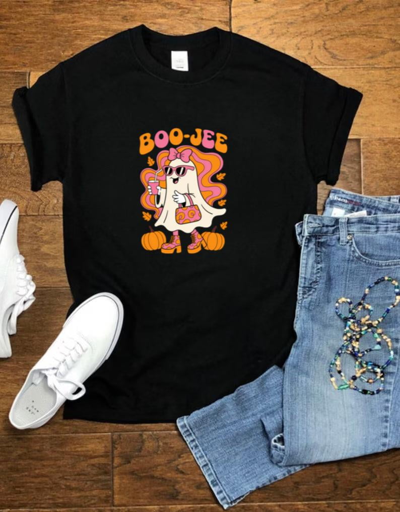 Boojee Halloween Cute Ghost Funny Boujee Creepy Season Costume Unisex T ...