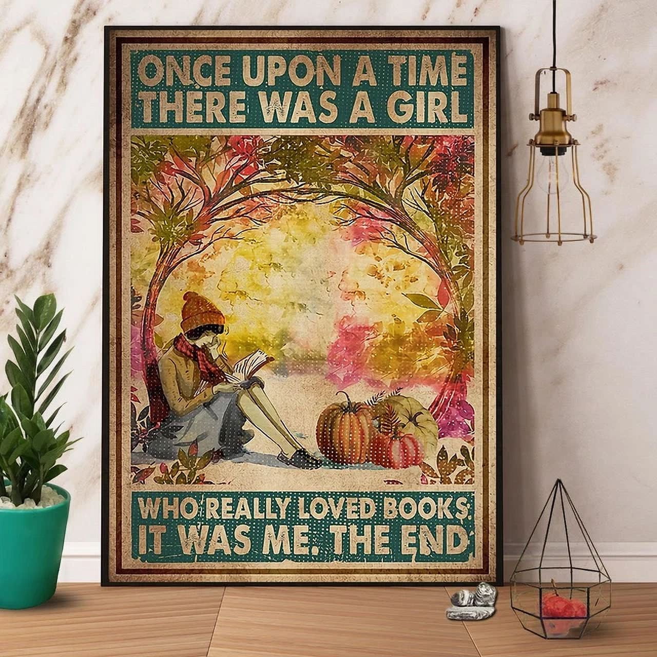 Book A Girl Who Really Loved Books Autumn Season Pumpkin Vertical Paper ...