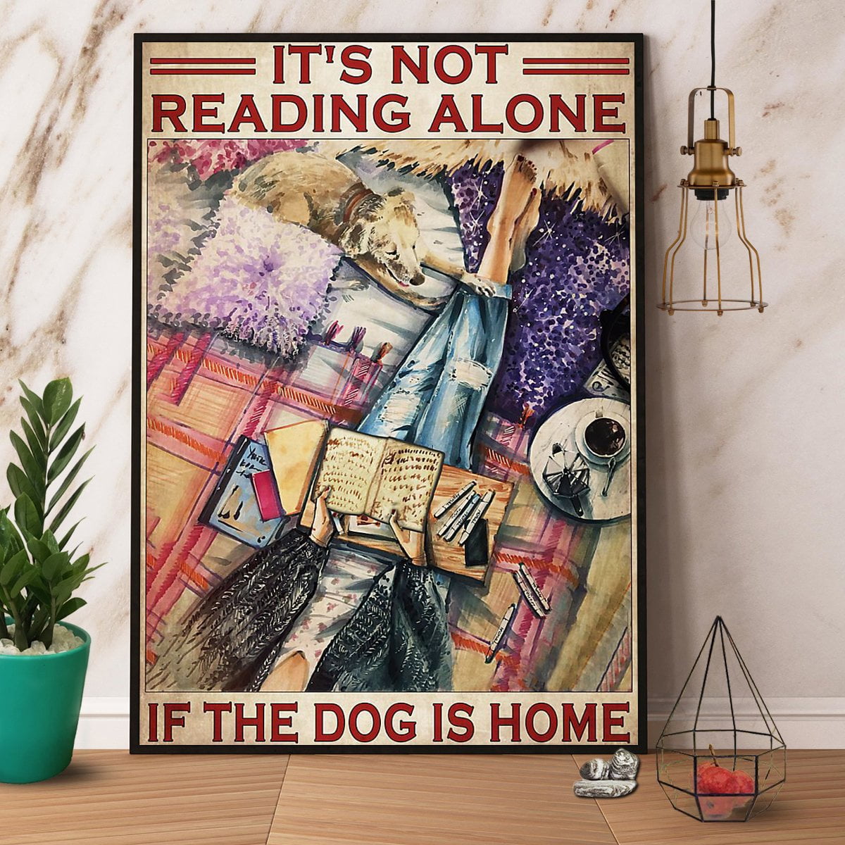 Book And Dog It'S Not Reading Alone If The Dog Is Home Vertical Paper ...