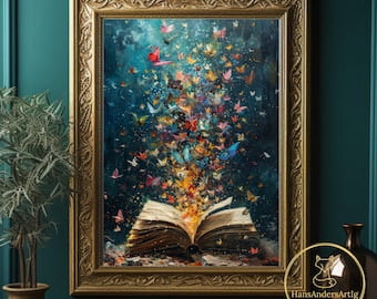 Book Art Poster Reading Painting Poster Book Lover Gift Wallart ...