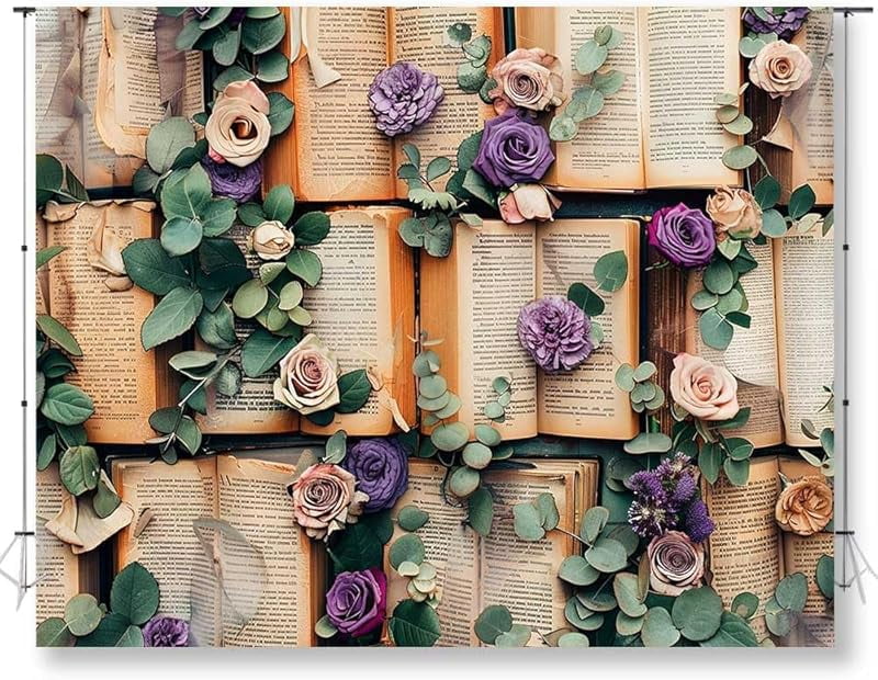Book Backdrop for Photography Flower Yellow Rose Green Leaves Book ...
