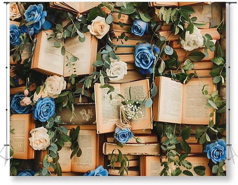 Book Backdrop for Photography Flower Yellow Rose Green Leaves Book ...