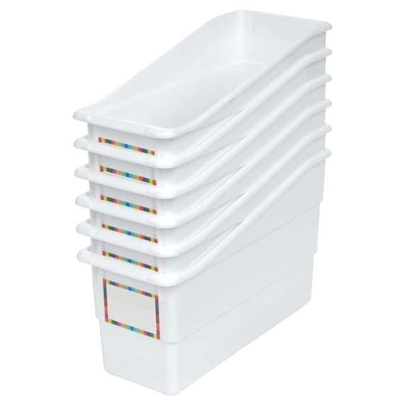 Book & Binder Holders 6 Pack - White Plastic Organizer - Classroom ...