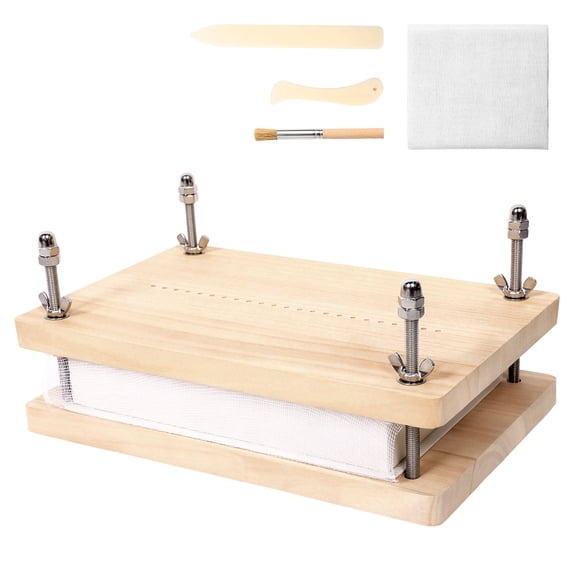 Book Binding Set with 11.73 x 7.48 x 5.51 in Wood Book Press Bone ...