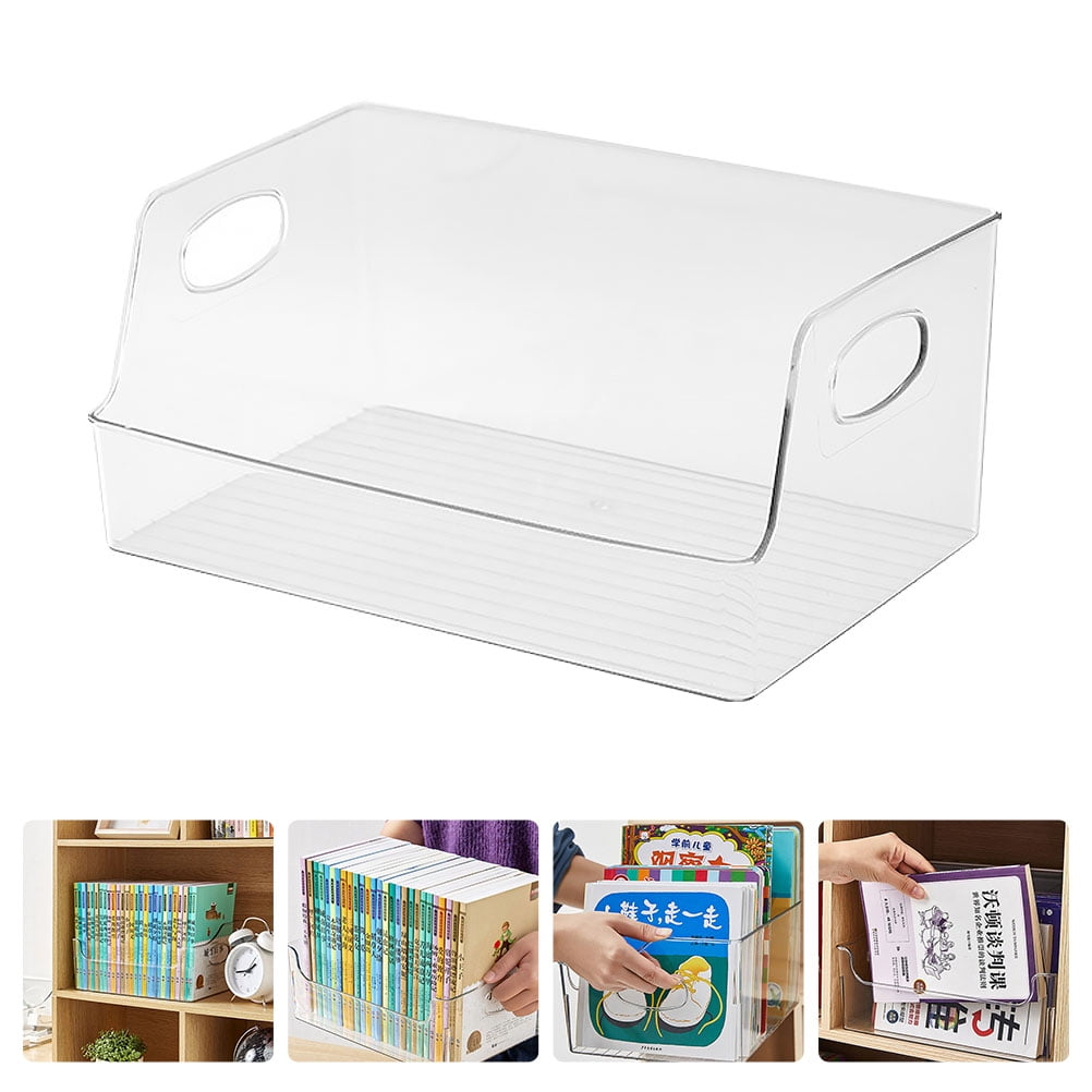 Book Bins,Clear Book Bin Refrigerator Organizer Bin With Handle For ...