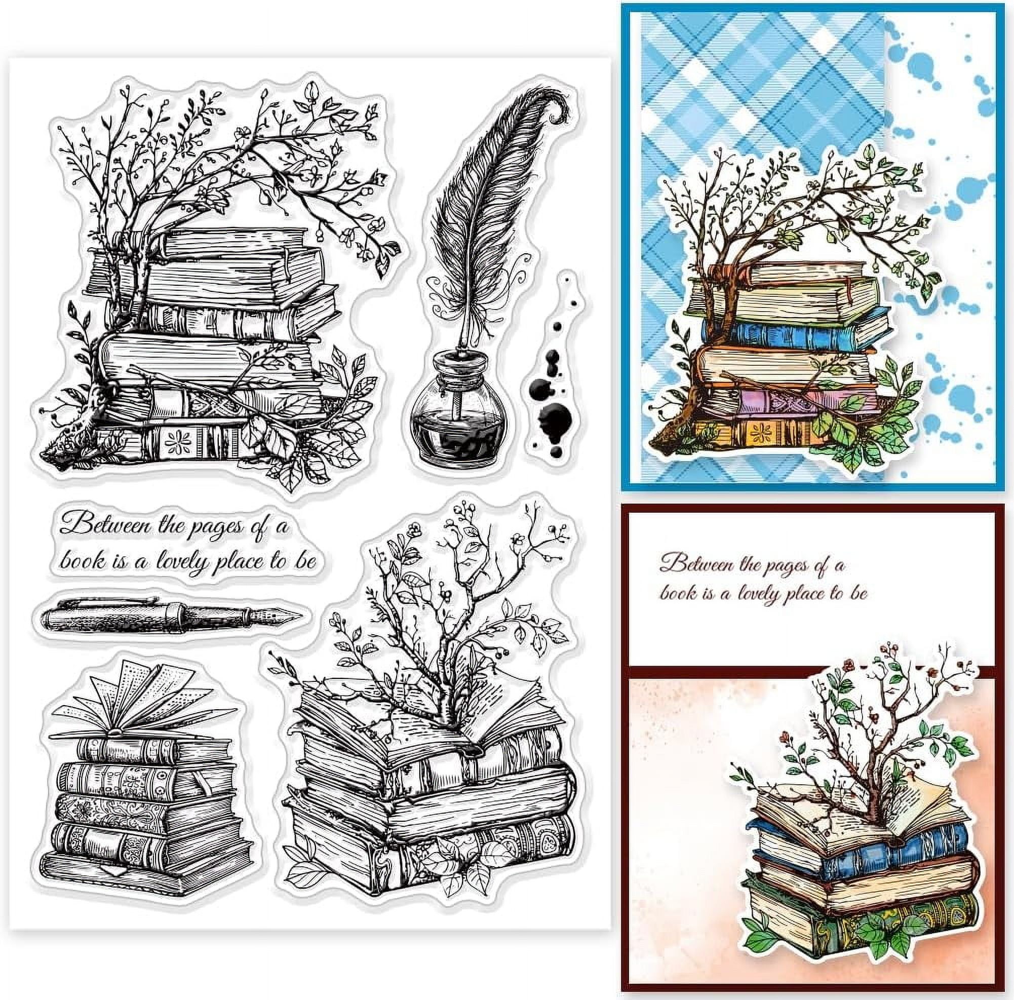 Book Branch Clear Stamps for Cards Making World Book Day Ink Bottle ...