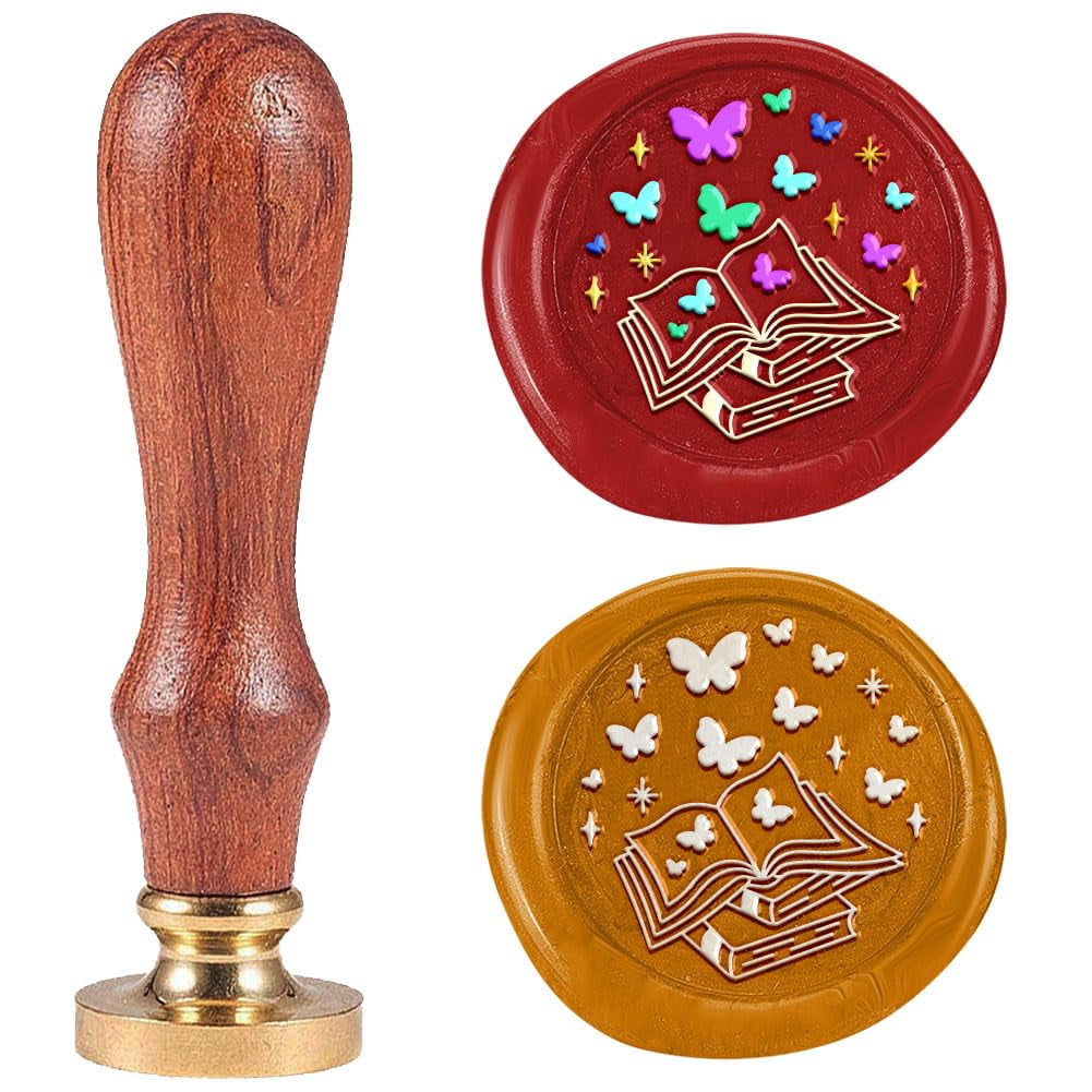 Book Butterfly Wax Seal Stamp 1" Vintage Sealing Stamps Removable Brass ...
