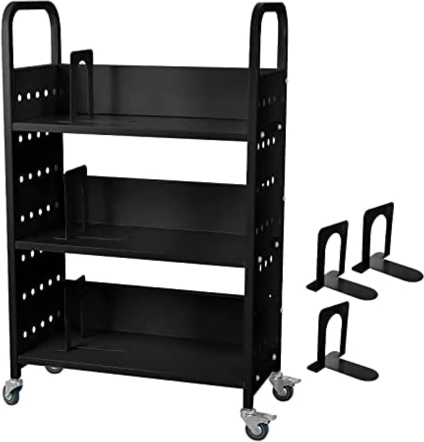 Book Cart, 200 LBS Library Cart, Rolling Book Cart, Single Sided L ...