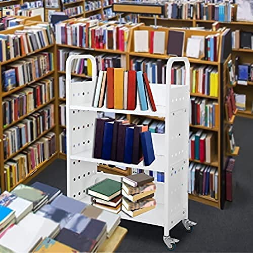 Book Cart, 200 Lbs Library Cart, Rolling Book Cart Single Sided L ...