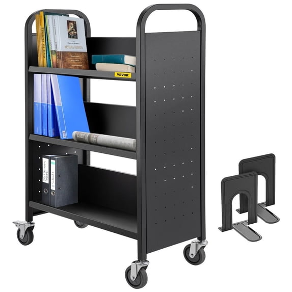 Book Cart, 200LBS Library Cart, Single Sided V-Shaped 30x14x49 Inch ...