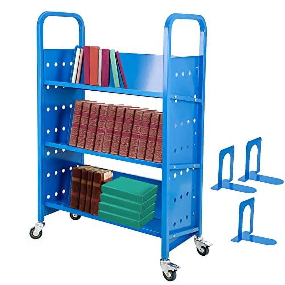 Book Cart, 200Lbs Library Cart, 30x14x49 Inch Single Sided V-Shaped ...