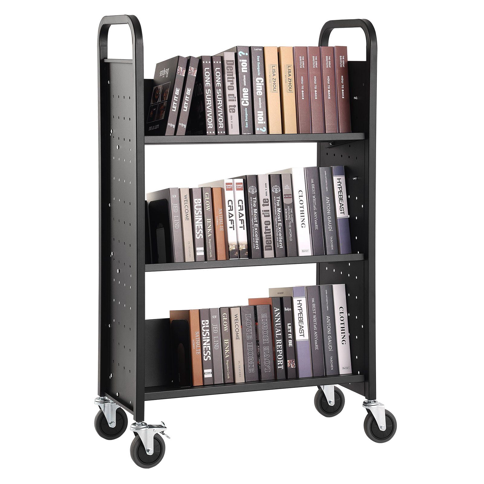 Book Cart, 330 lb Library Cart, 31.1" x 15.2" x 49.2" Rolling Book Cart ...