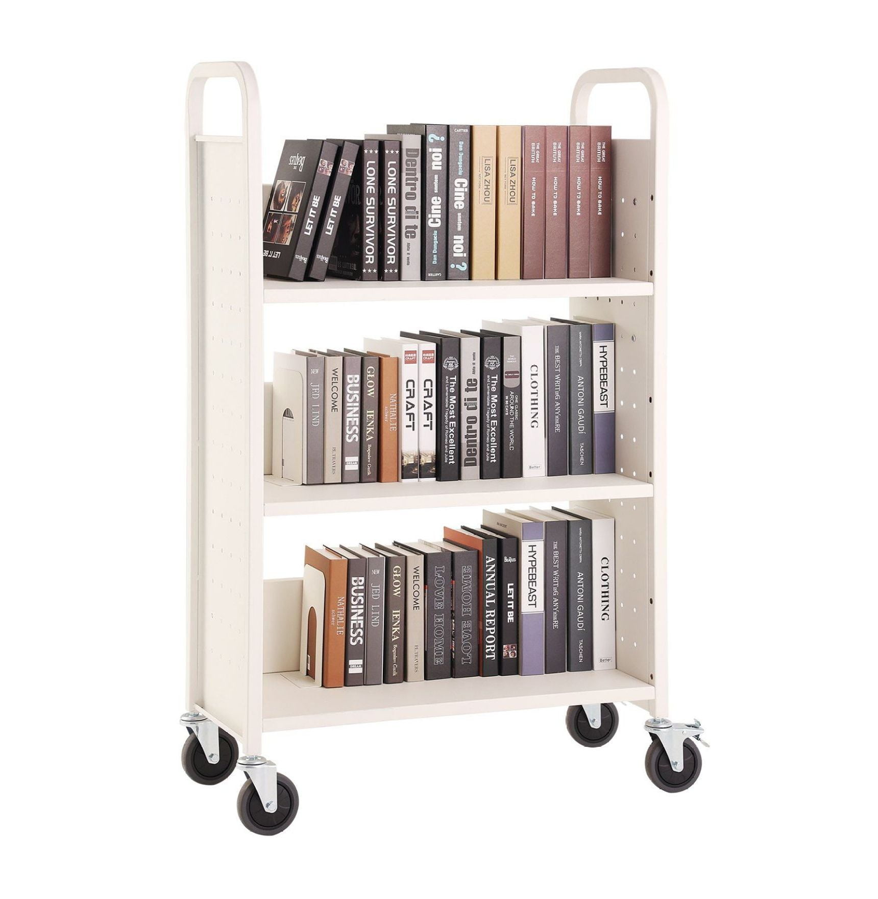 Book Cart, 330 lbs Library Cart, 31.1" x 15.2" x 49.2" Rolling Book ...