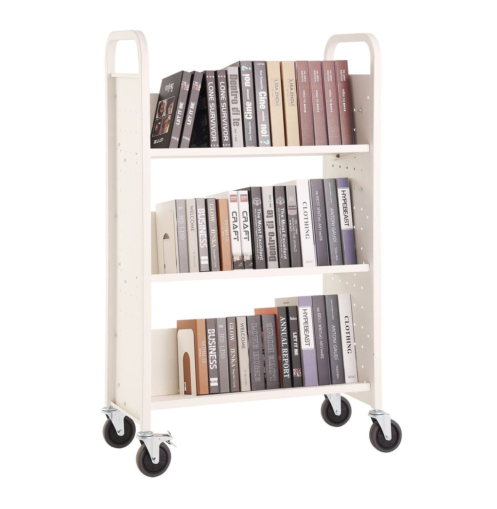 Book Cart, 330 lbs Library Cart, 31.1" x 15.2" x 49.2" Rolling Book ...