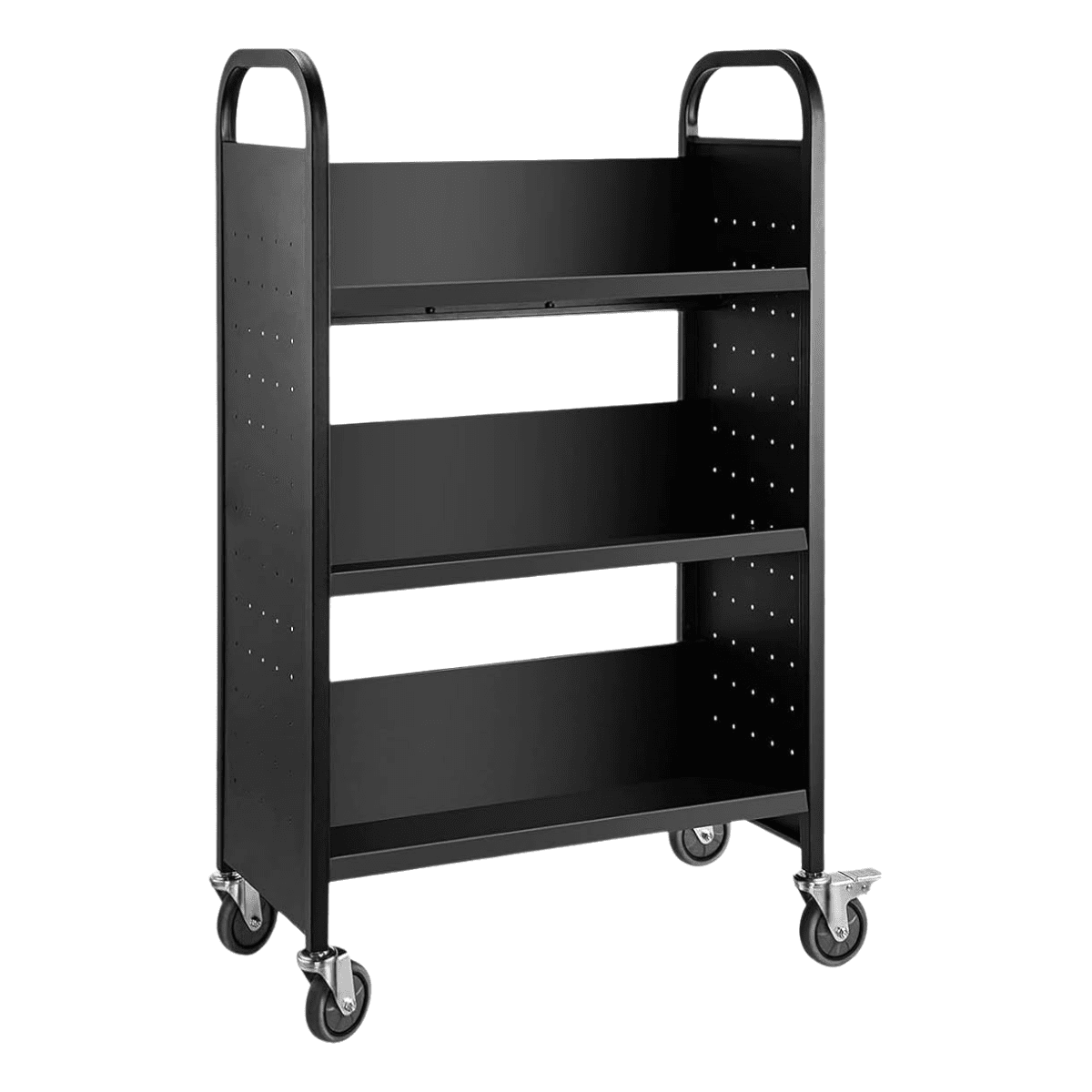 Book Cart, 49'' x 29.5'' x 13.7'' Single Sided V-Shaped Library Book ...