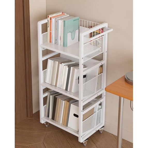 Book Cart Heavy Duty Double-Sided with Silent Wheels & 3 Magnetic Book ...