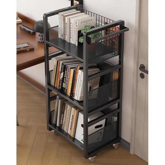 Book Cart Heavy Duty Double-Sided with Silent Wheels & 3 Magnetic Book ...