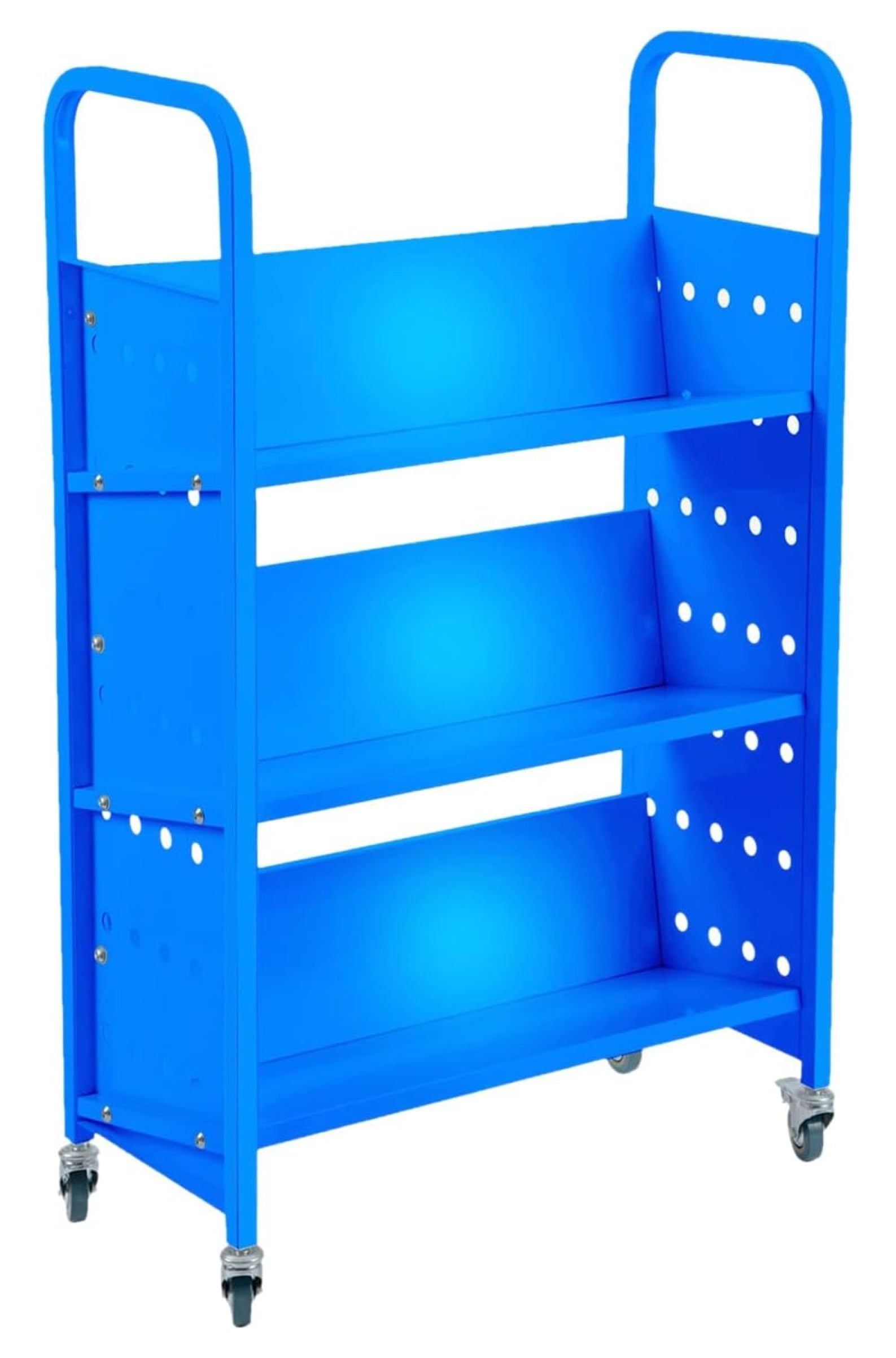 Book Cart w/ 3 Sloped Shelves Double-Sided Book Truck 450LBS Rolling ...