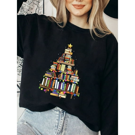 Book Christmas Tree Christmas T-Shirt - Walmart.com