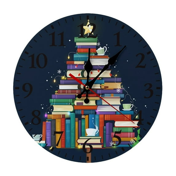Book Christmas Tree Lights Star Wall Clock Modern Design Clocks Wall ...