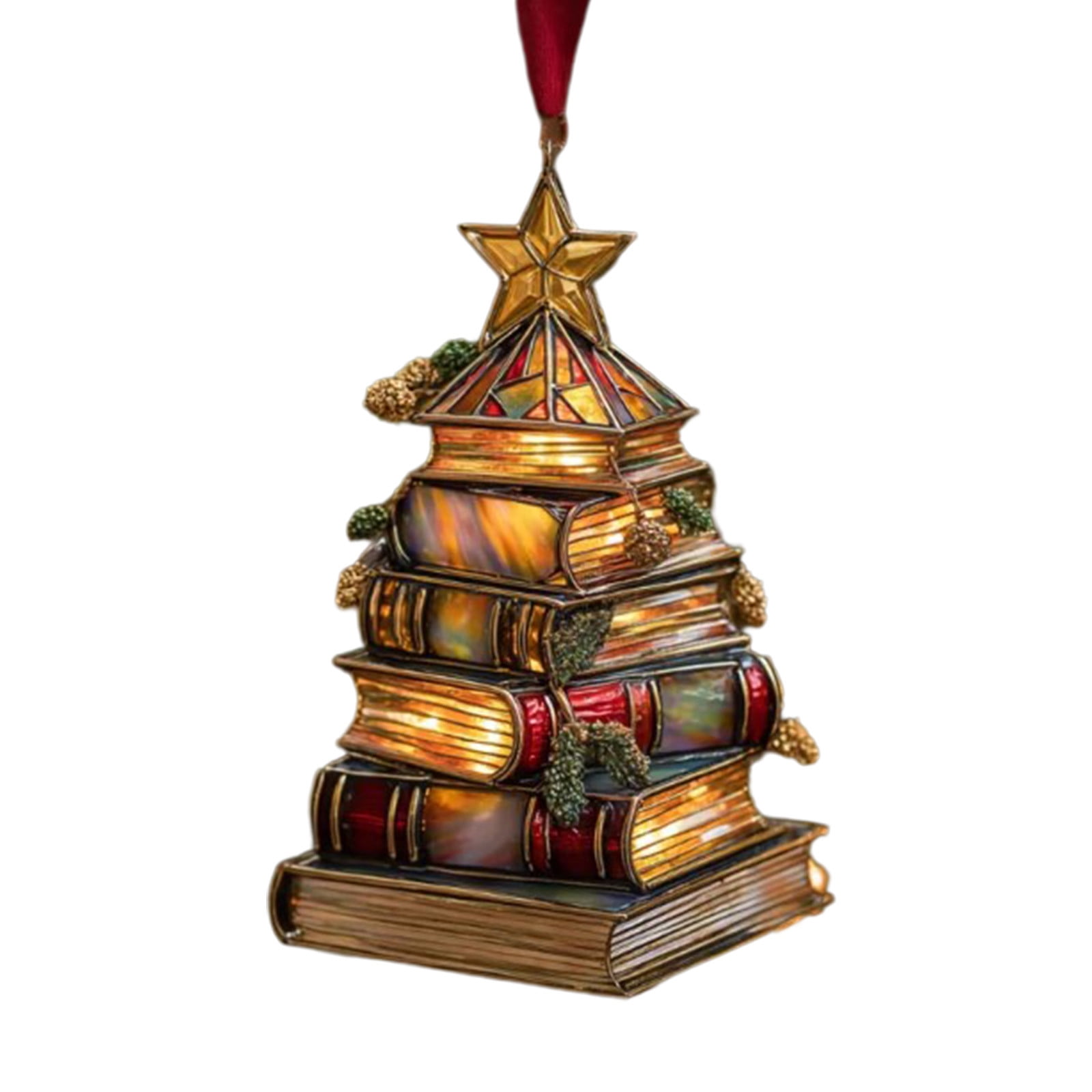 Book Christmas Tree Ornament Literary Themed Holiday Decoration Festive ...