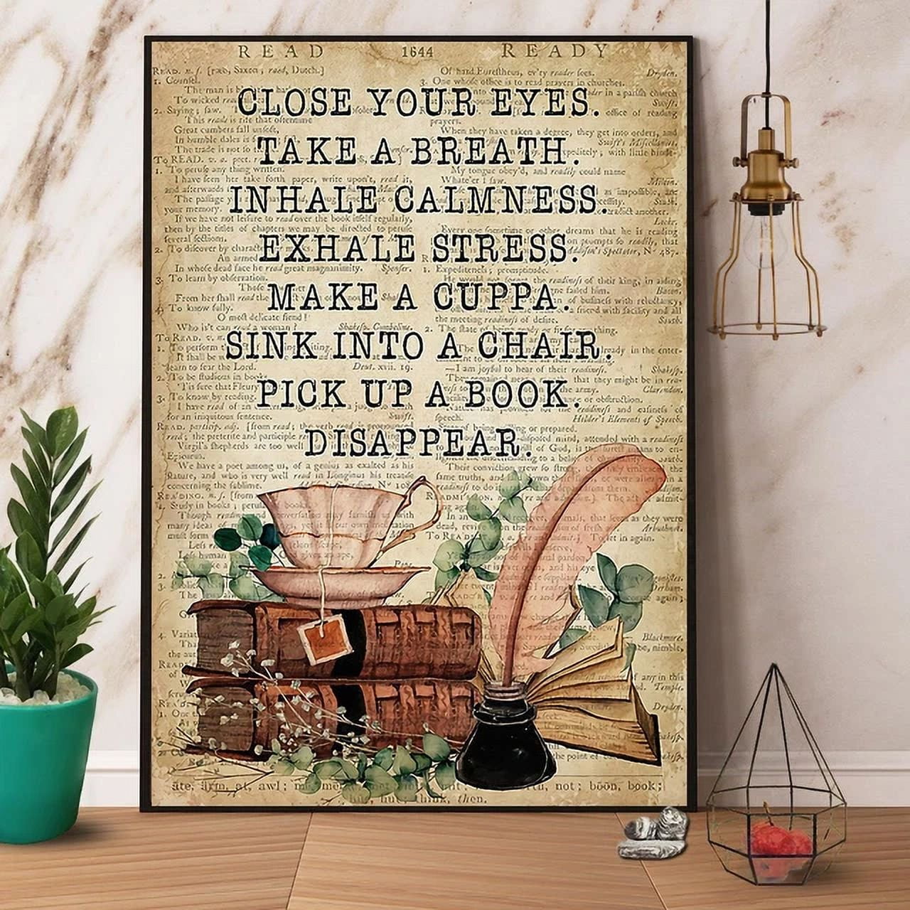 Book Close Your Eyes Take A Breath Make A Cuppa Tea Leave Vintage ...