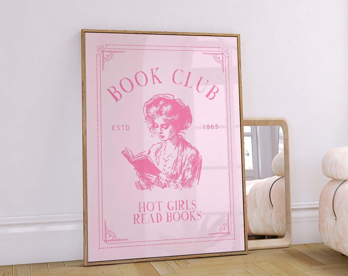 Book Club Art Print Vintage Reading Poster Retro Book Club Print Trendy ...