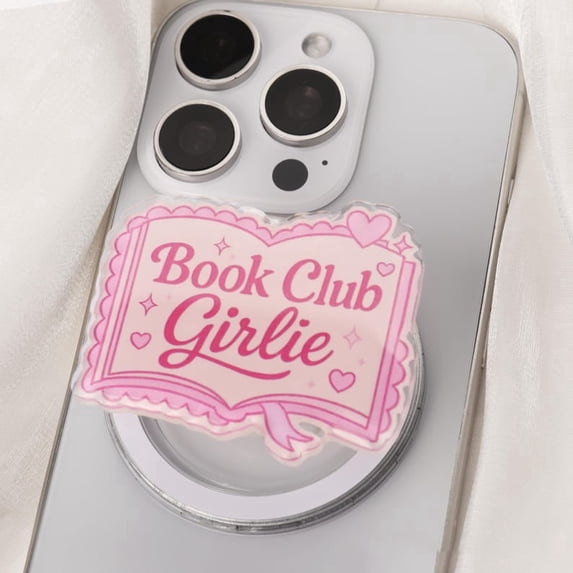 Book Club Girlie Magnetic Phone Grip Stand for MagSafe, Cute Pink ...