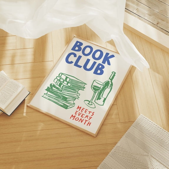 Book Club Poster Cute Decor Trendy Reading Lover Wall Art Poster ...
