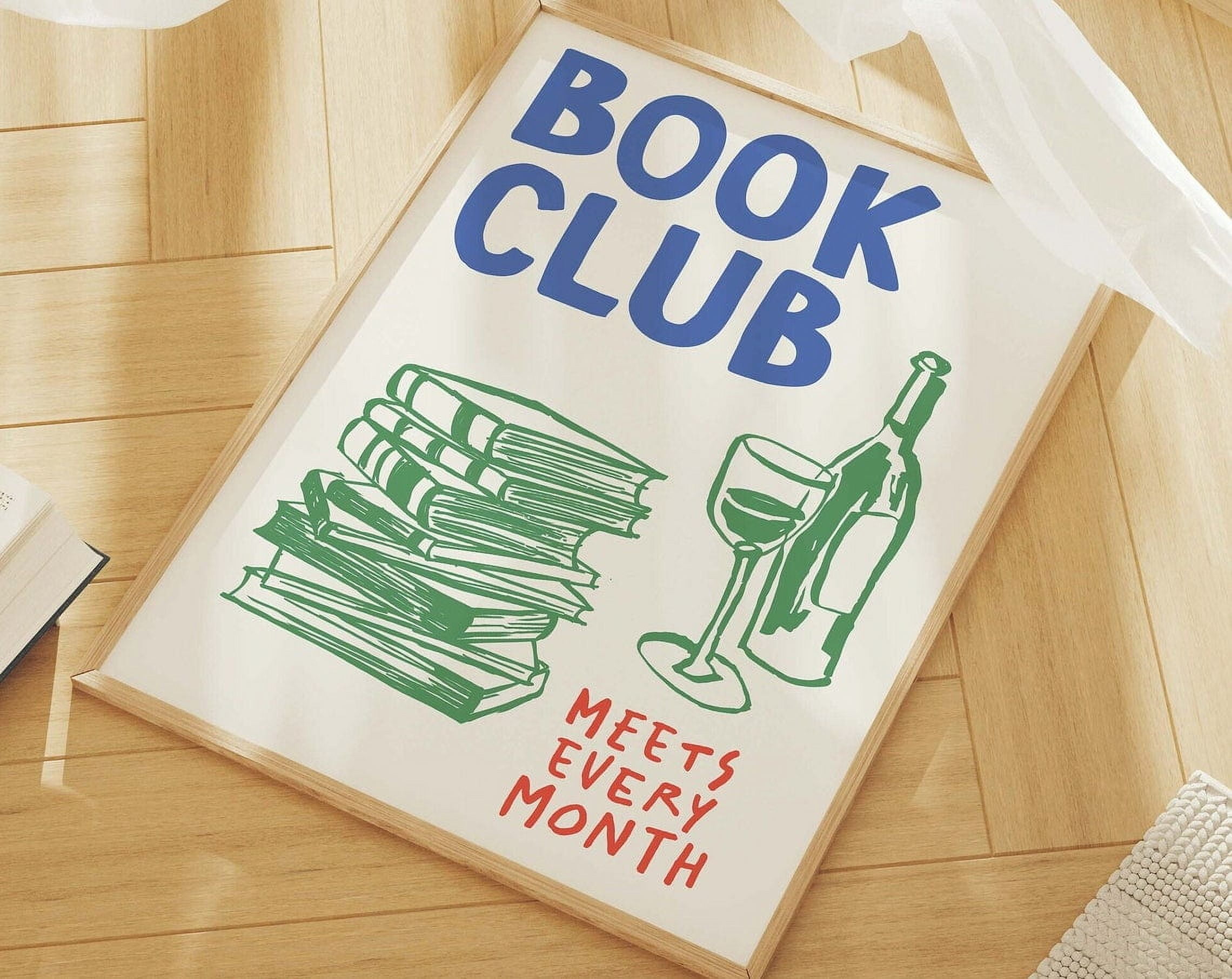 Book Club Print, Art, Cute Book Club Decor, Trendy Reading Poster, Book ...