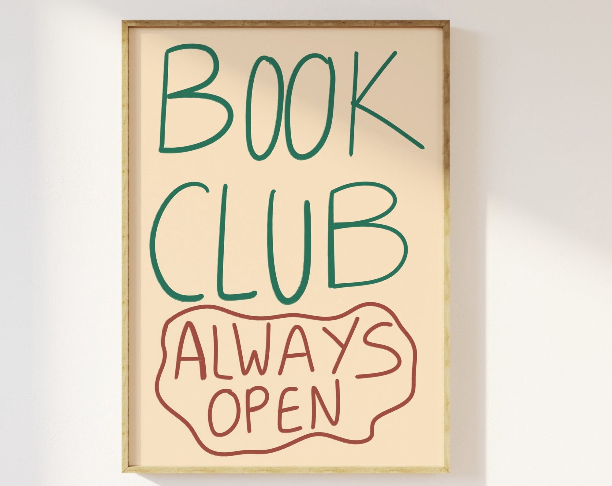 Book Club Print Book Club Always Open Retro Modern Typography Book Club ...