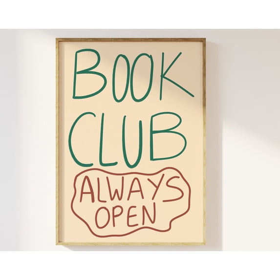 Book Club Print Book Club Always Open Retro Modern Typography Book Club ...
