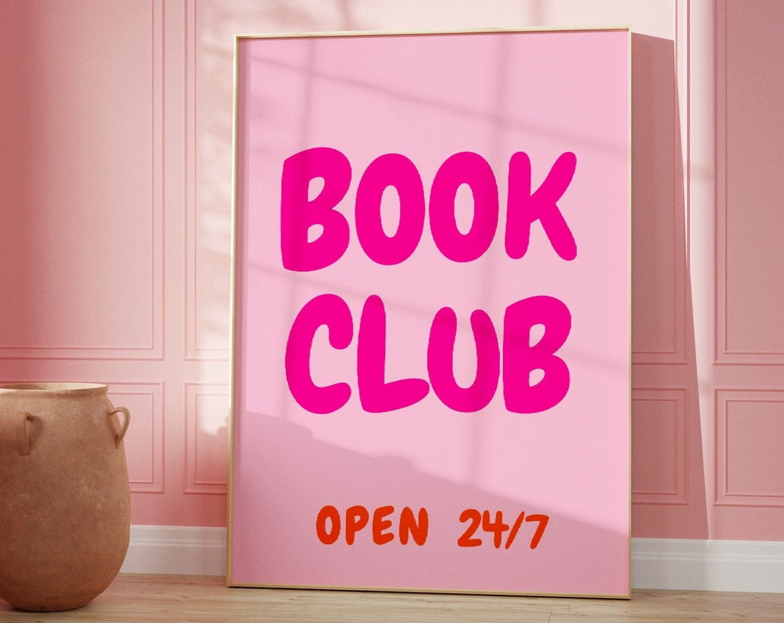 Book Club Print, Book Lovers Gift Print, Trendy Reading Corner Poster ...