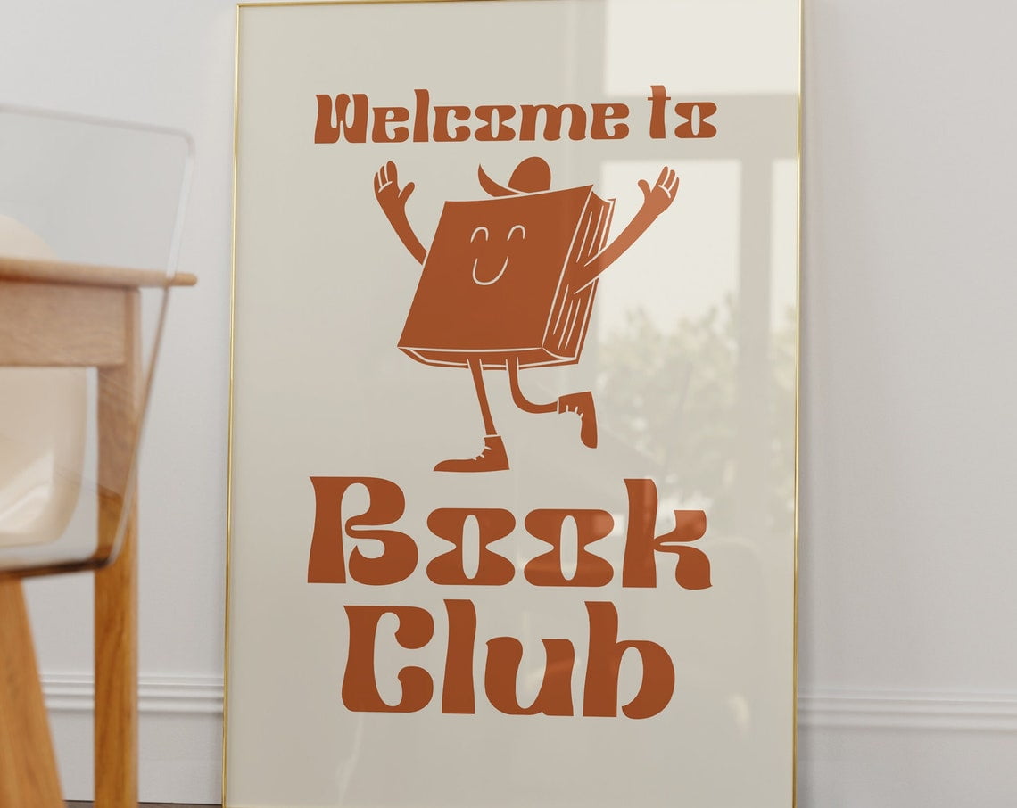 Book Club Retro Print - Welcome To Book Club, Retro Book Character ...