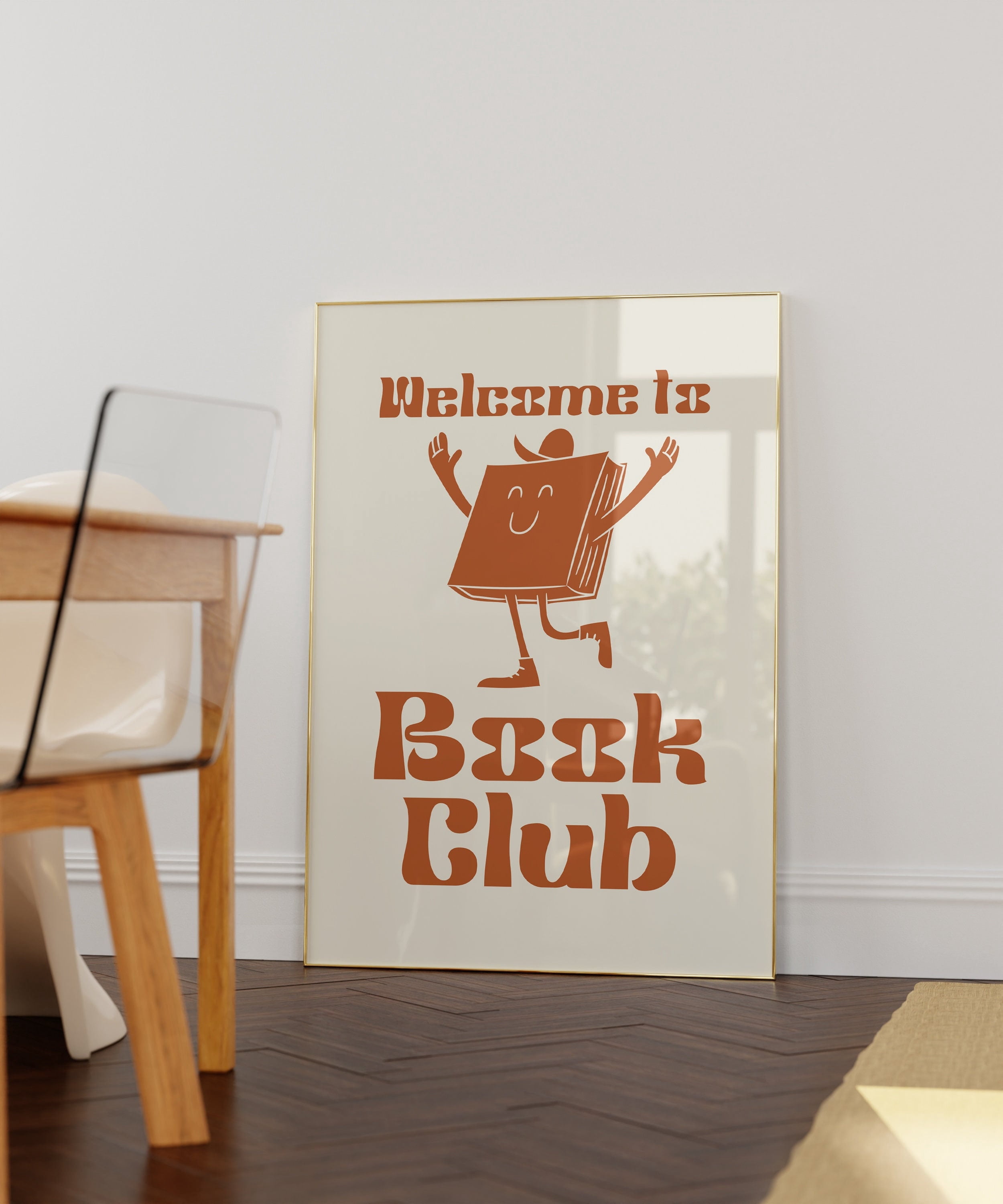 Book Club Retro Print Welcome To Book Club Retro Book Character Simple ...
