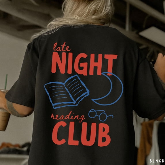 Book Club Shirt Book Lover Tee Late Night Reading Club - Walmart.com