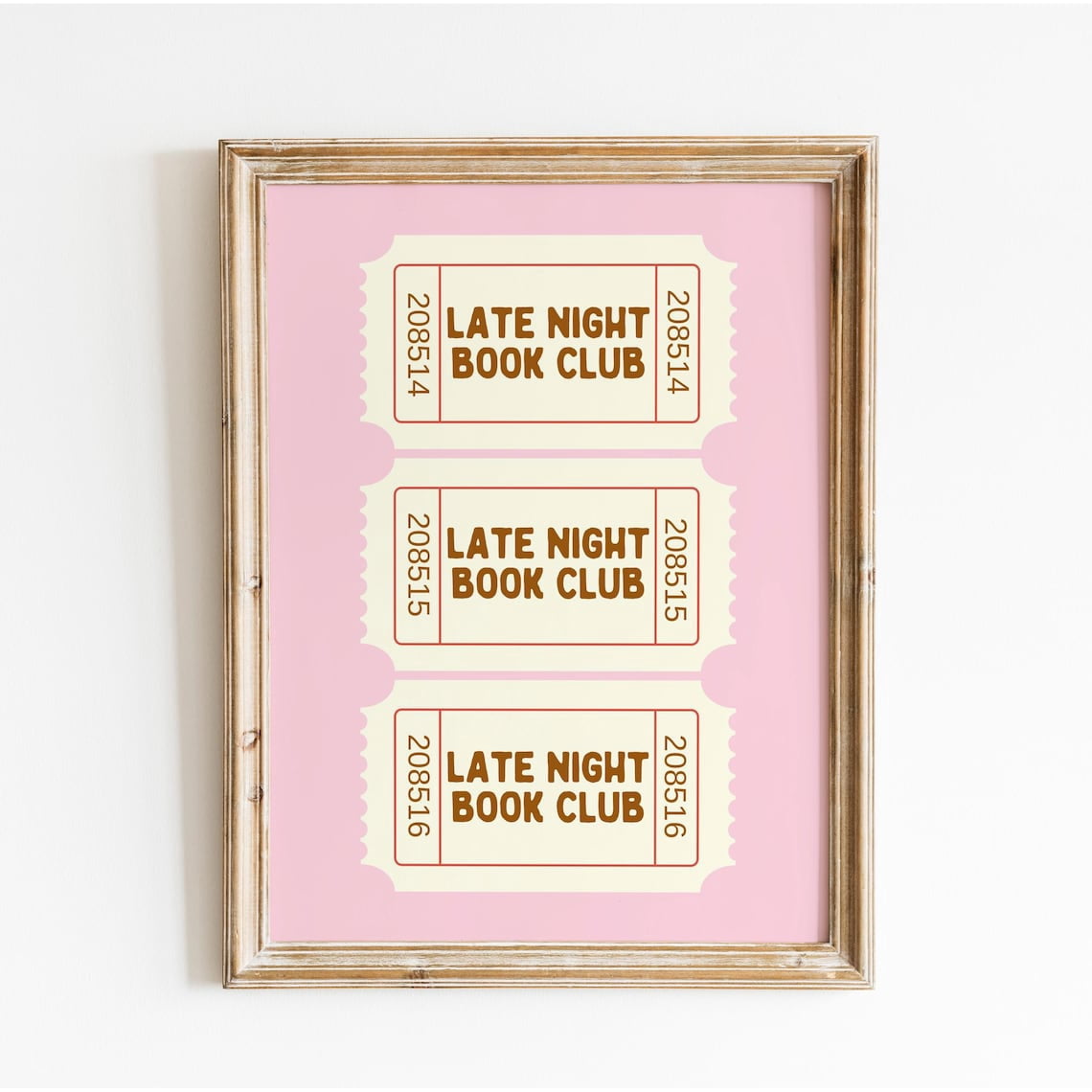 Book Club Tickets Print Bookish Wall Decor Cozy Reading Room Readers ...