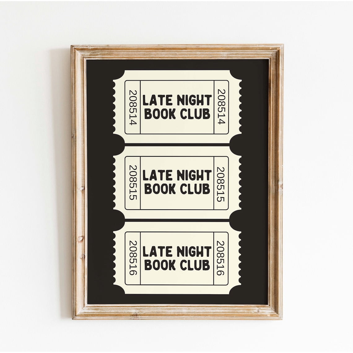 Book Club Tickets Print Bookish Wall Decor Cozy Reading Room Readers ...