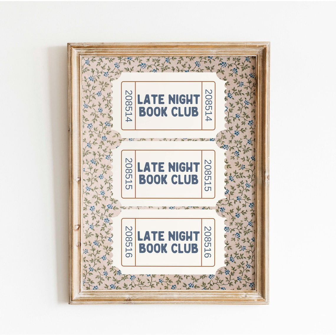Book Club Tickets Print Vintage Bookish Wall Decor Reading Room Readers ...