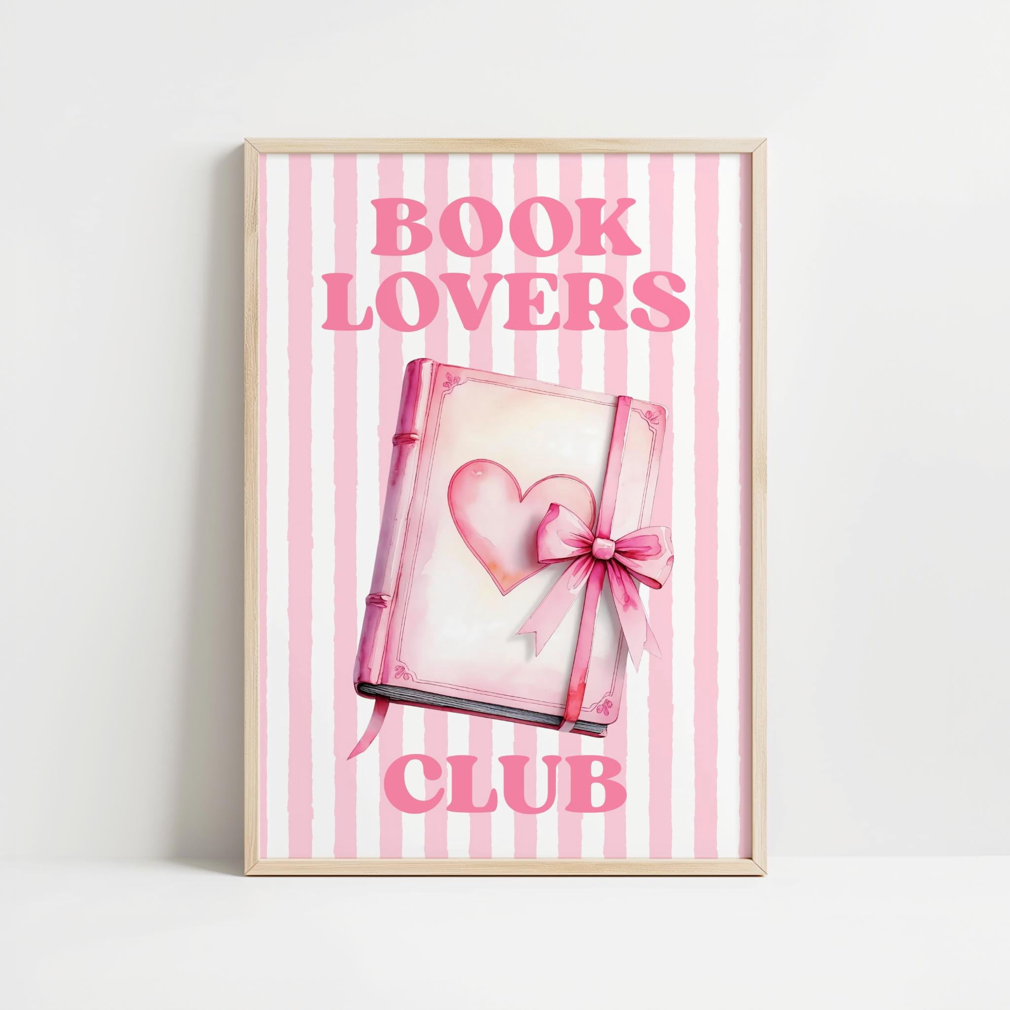 Book Club Wall Art Print Pink Book Lovers Gift Coquette Bookish Decor ...