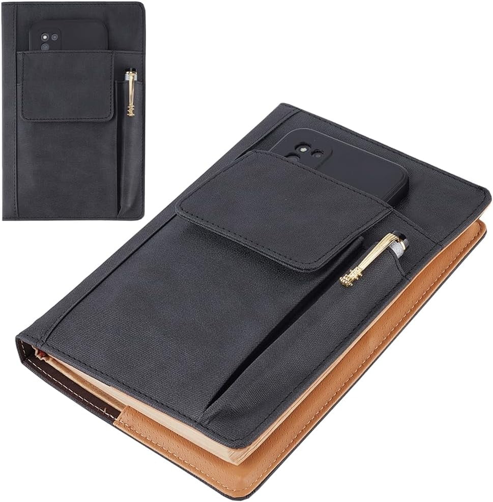 Book Cover PU Leather A5 Waterproof Book Sleeve Black Reusable Book ...