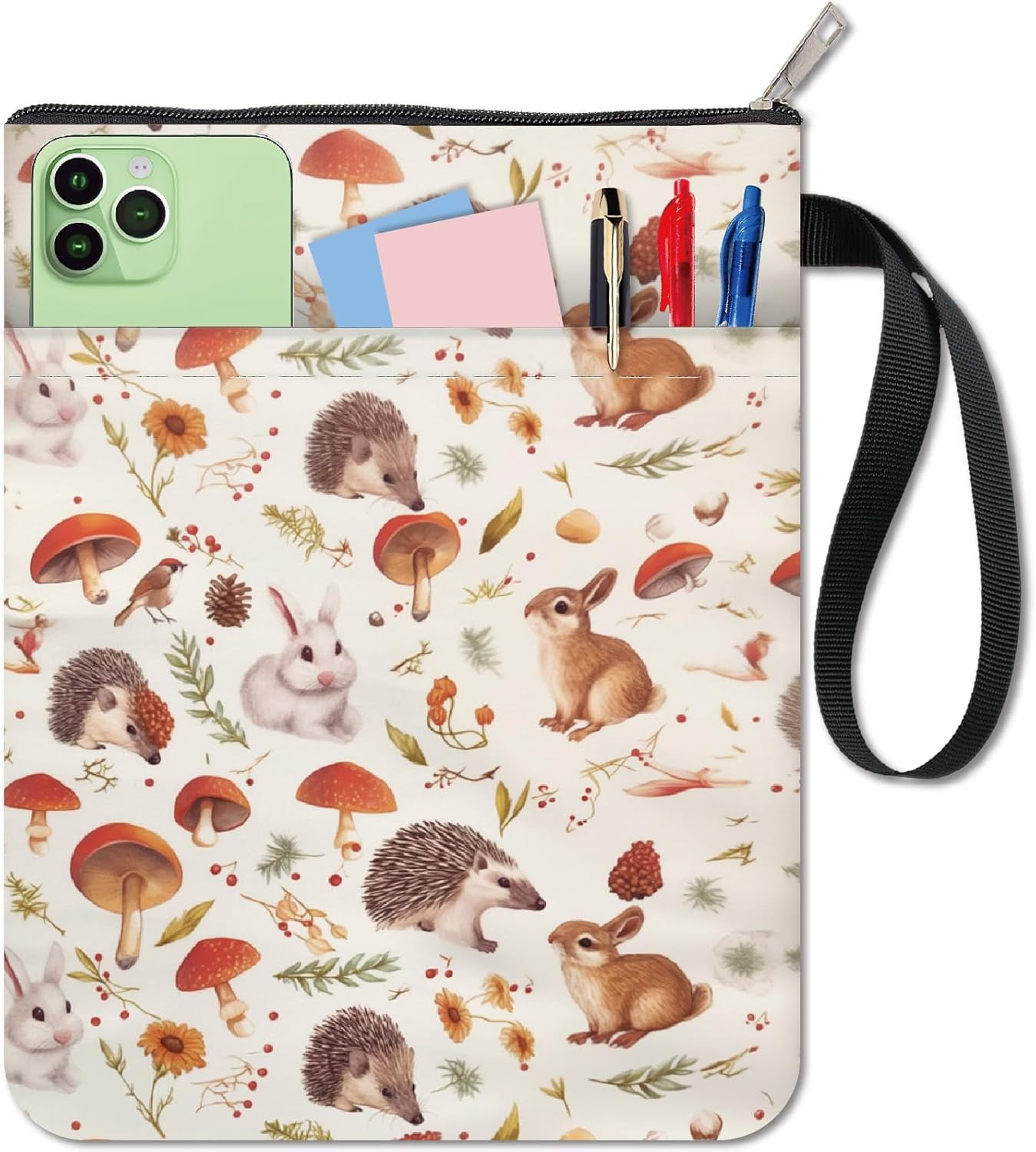 Book Cover Sleeve 11x8.7 Rabbits Hedgehogs Mushrooms Animals Natural ...