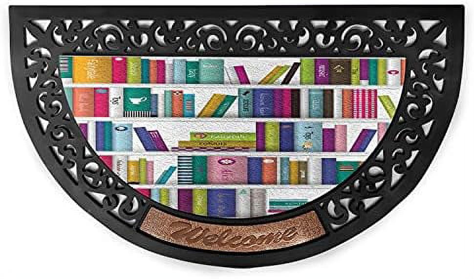 Book Doormat, Colorful Shelves Design Library Bookcase Back To Concept ...