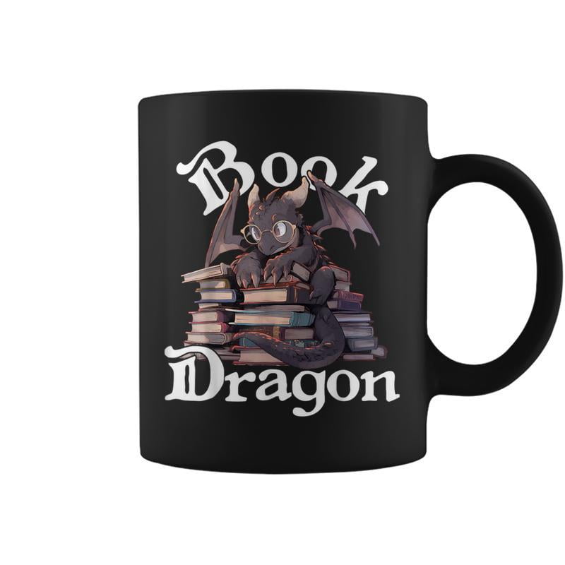 Book Dragon Book Lover Bookworm Book Reader Librarian Coffee Mugs ...