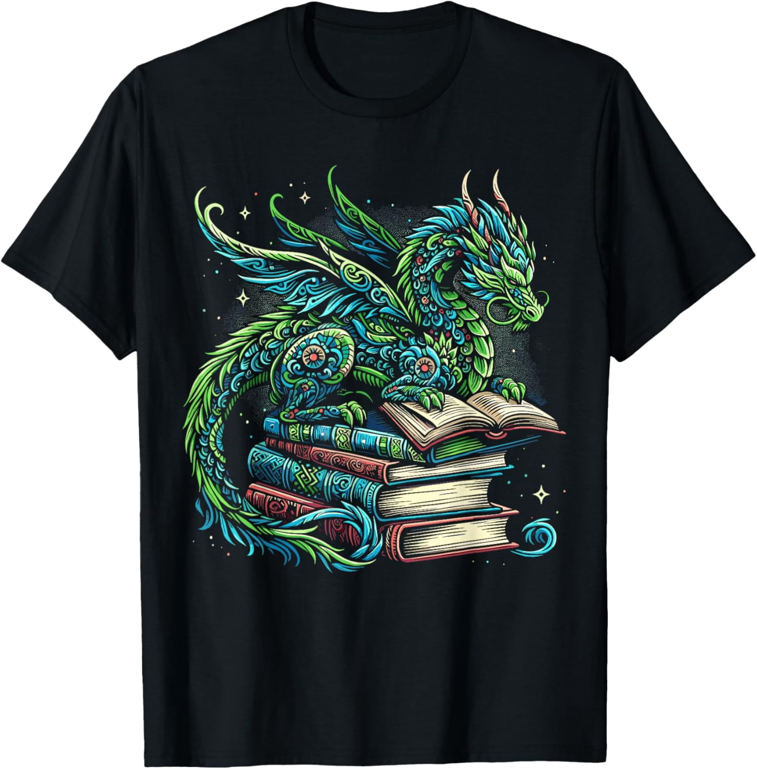 Book Dragon Reading Lover T-Shirt - Walmart.com