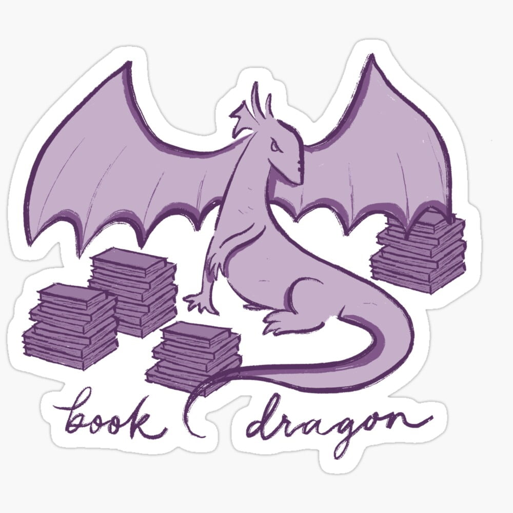 Book Dragon Sticker Phone Decal Water Bottle Stickers Car Decals ...