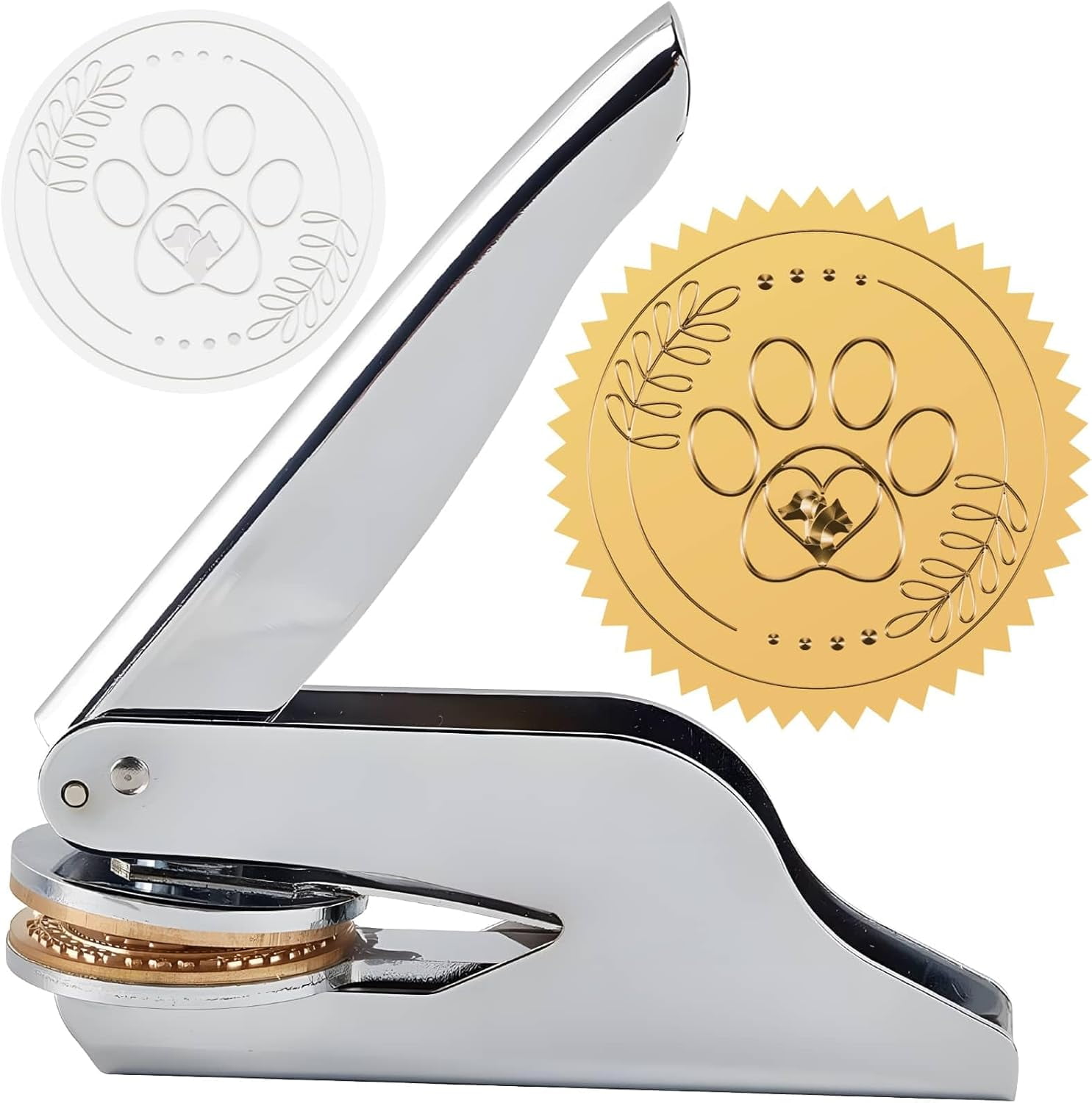 Book Embosser Seal With Paw Print - Stainless Steel Hand Held Library ...