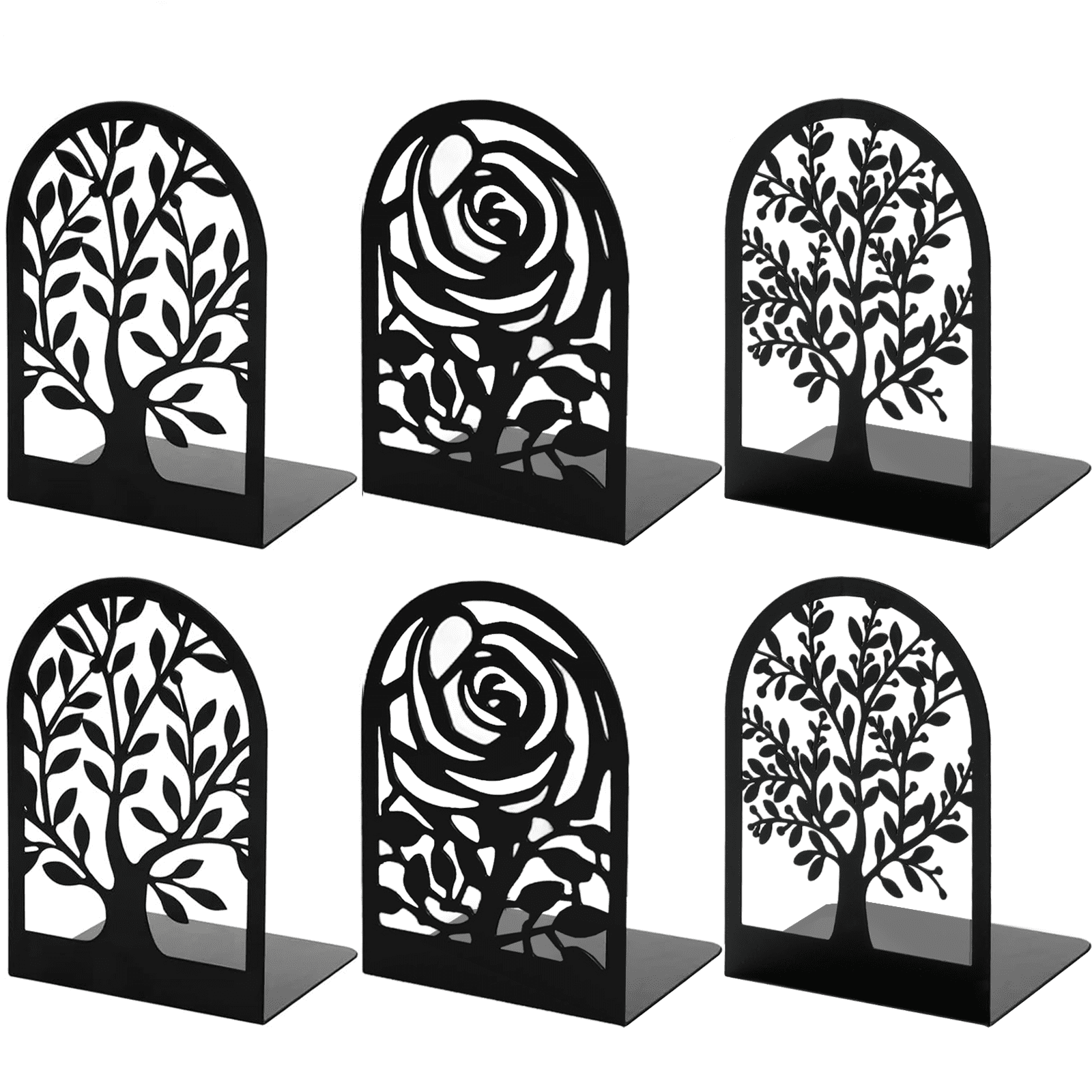 Book Ends, 3 Pairs Bookends, Heavy Duty Bookends for Shelves, Metal ...