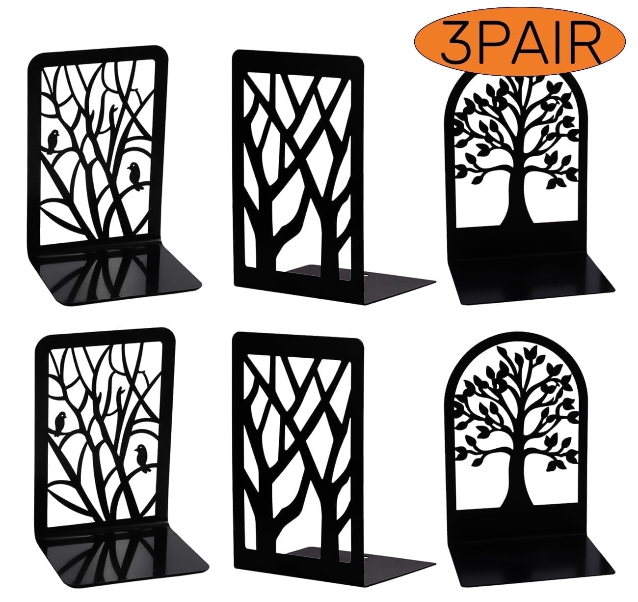 Duty Decorative Tall Bookends, Metal Tree Shaped for Heavy Books ...